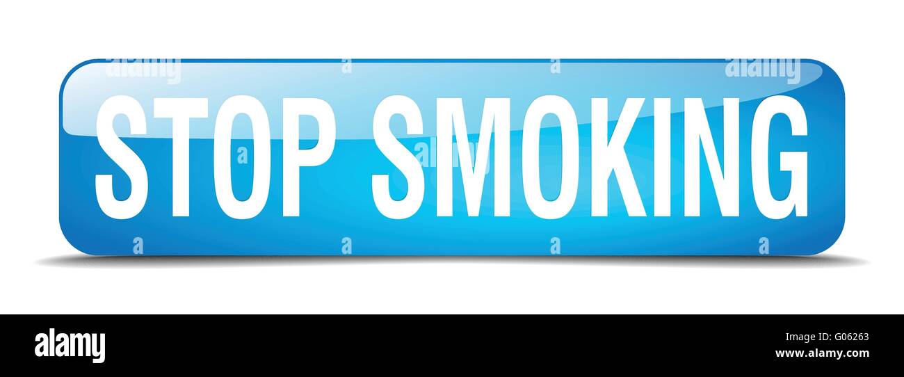 stop smoking blue square 3d realistic isolated web button Stock Vector ...