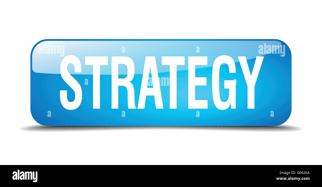 strategy blue square 3d realistic isolated web button Stock Vector ...