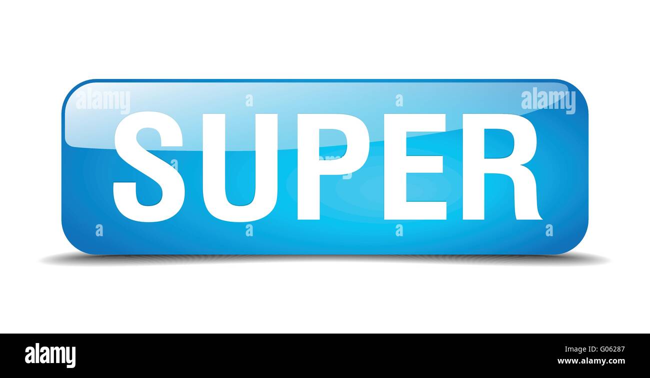 super blue square 3d realistic isolated web button Stock Vector Image ...