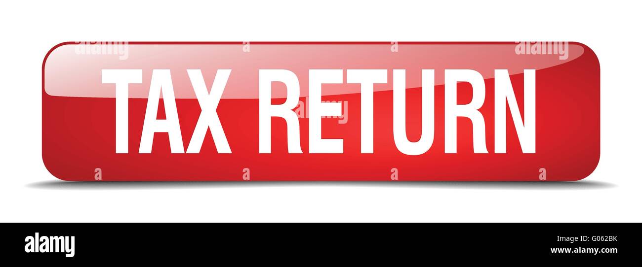tax return red square 3d realistic isolated web button Stock Vector ...