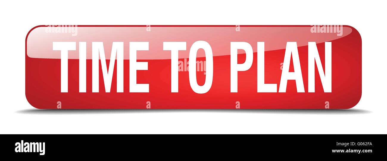 time to plan red square 3d realistic isolated web button Stock Vector ...