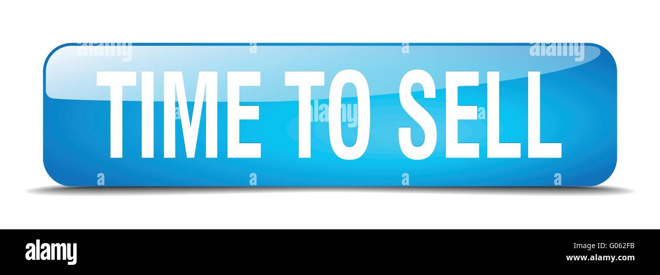 time to sell blue square 3d realistic isolated web button Stock Vector ...