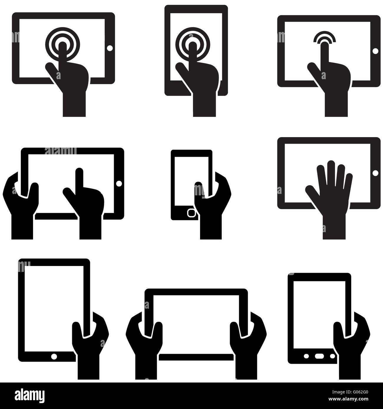Icon set tablets and gadgets with touch screen Stock Photo - Alamy