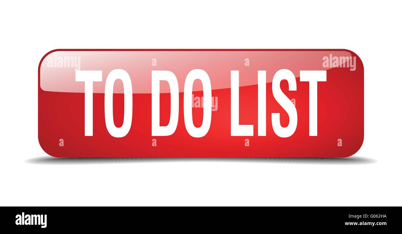 to do list red square 3d realistic isolated web button Stock Vector ...