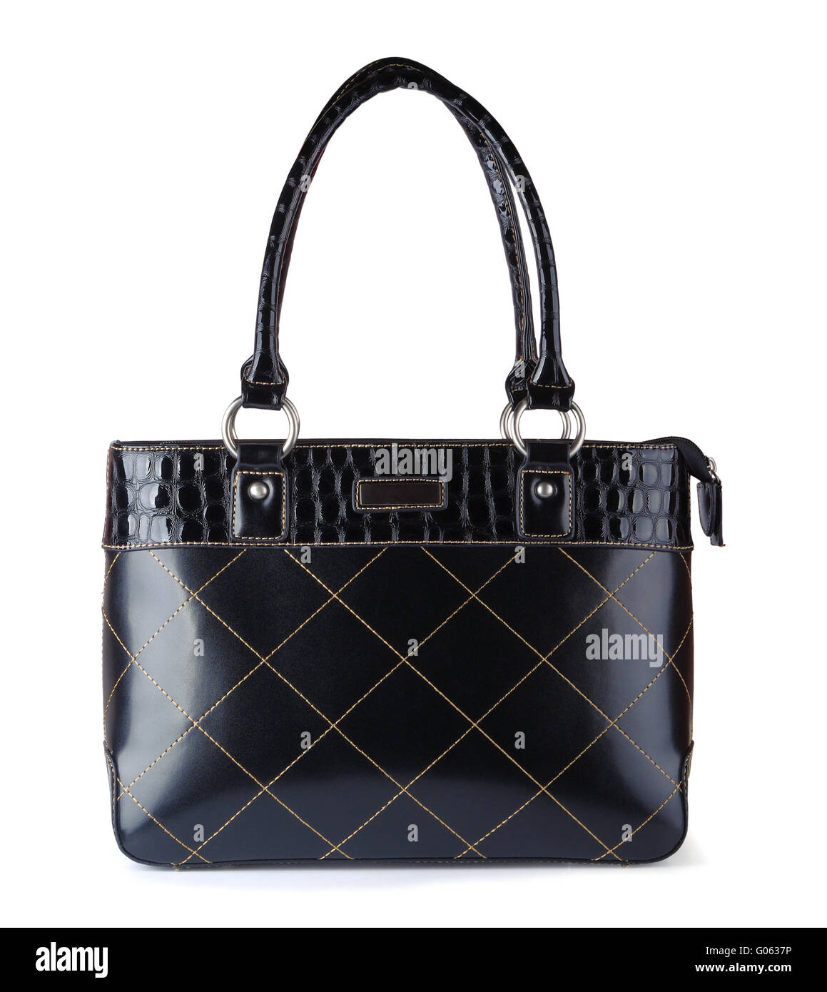 Black leather handbag on Cut Out Stock Images & Pictures - Alamy