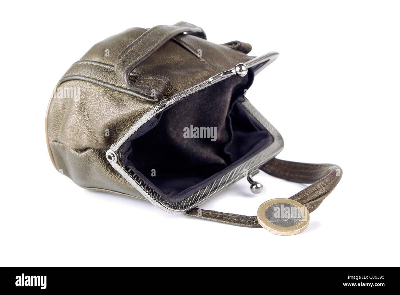 Euro coin on purse Cut Out Stock Images & Pictures - Alamy