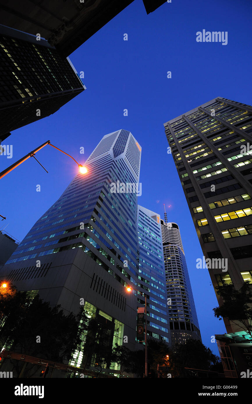 High rise building in Brisbane City at night Stock Photo - Alamy