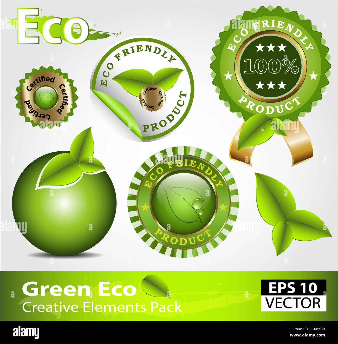 Green ecofriendly design elements Stock Photo - Alamy
