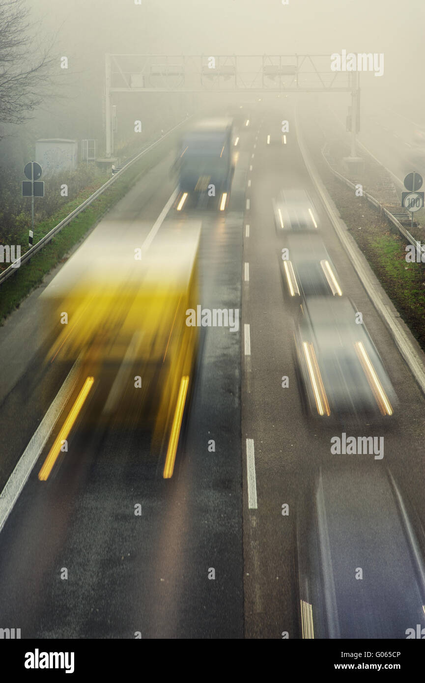Trucks the morning mist hi-res stock photography and images - Alamy