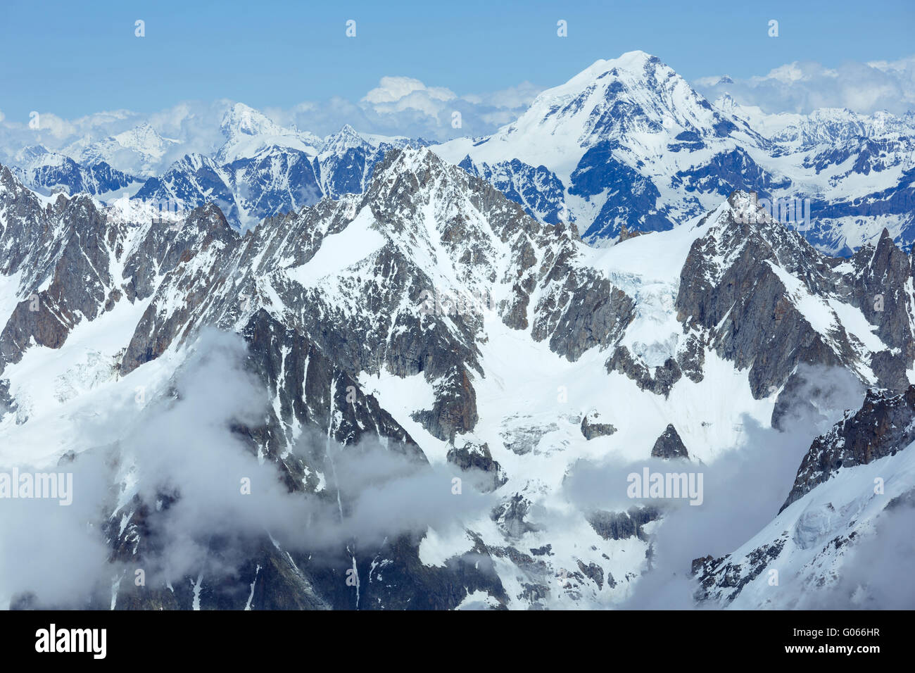 Mont Blanc mountain massif (view from Aiguille du Midi Mount, France ...