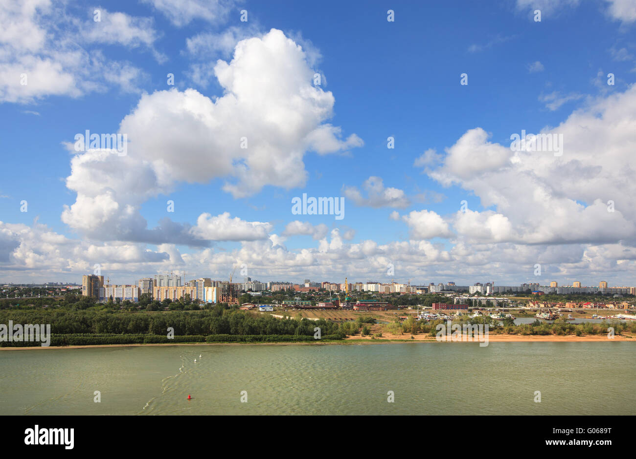 Summer urban landscape with clouds. Omsk. Russia Stock Photo - Alamy