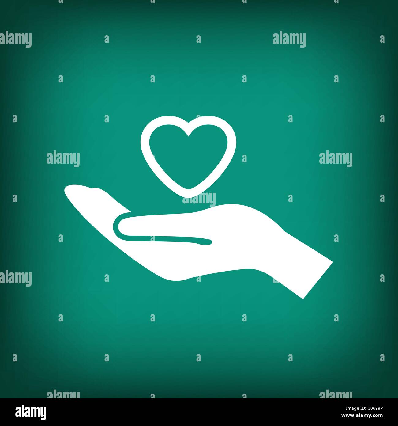 Pictograph of heart in hand. Vector concept illustration for design ...