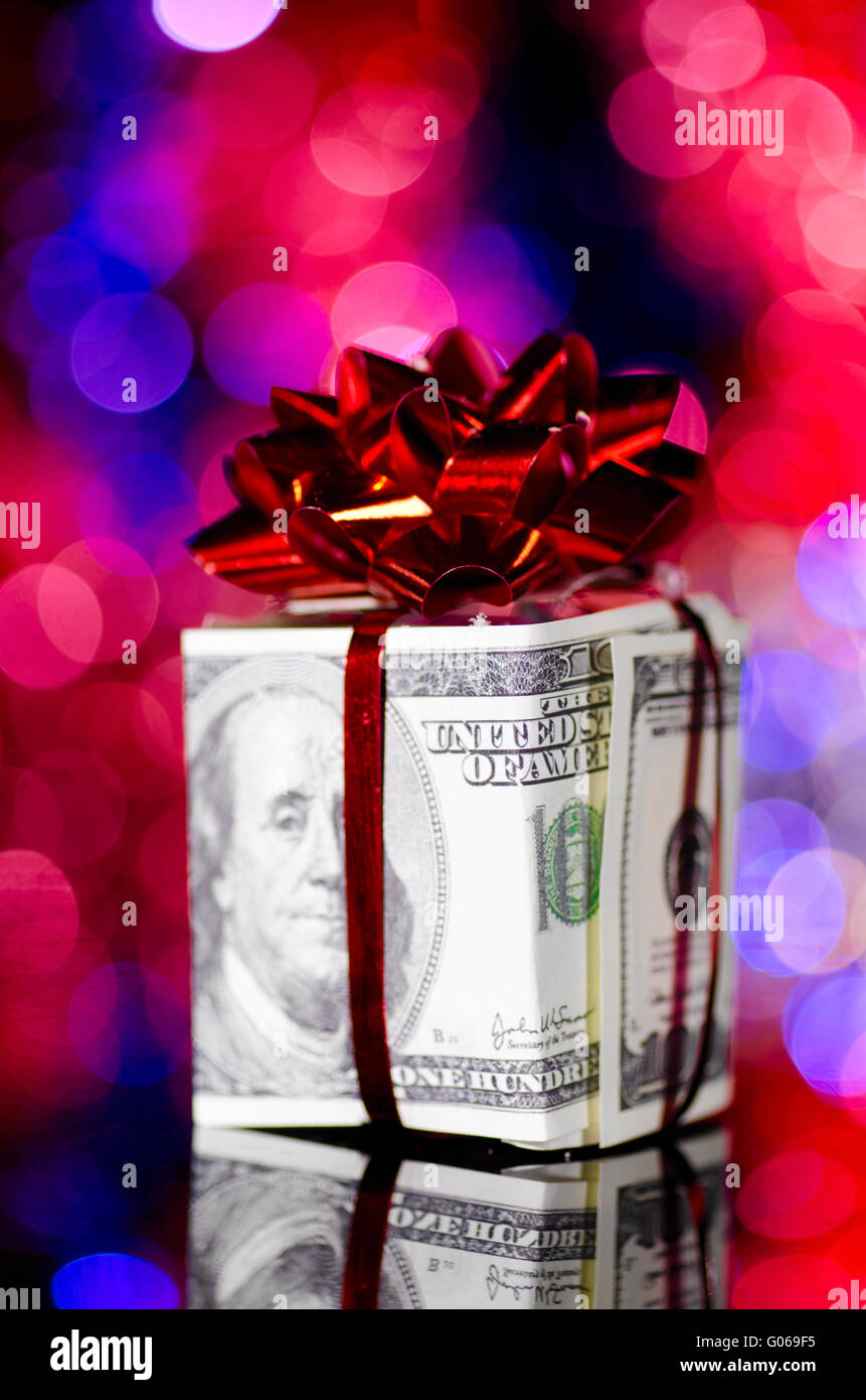 gift box made of dollars Stock Photo - Alamy