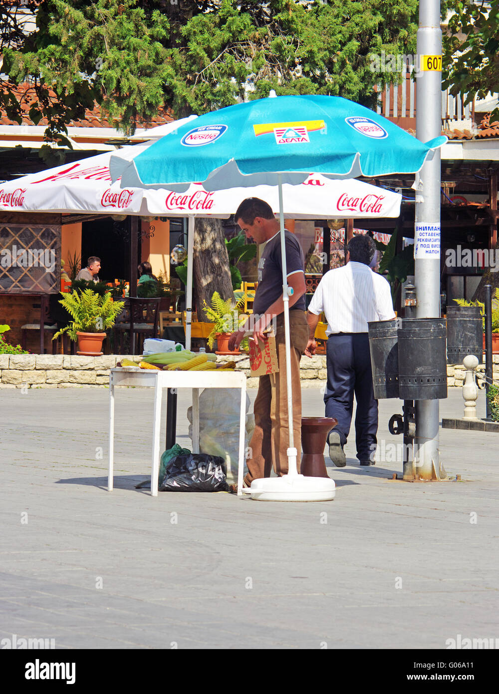 Sweet Corn Stall, Ohrid, Macedonia Stock Photo - Alamy