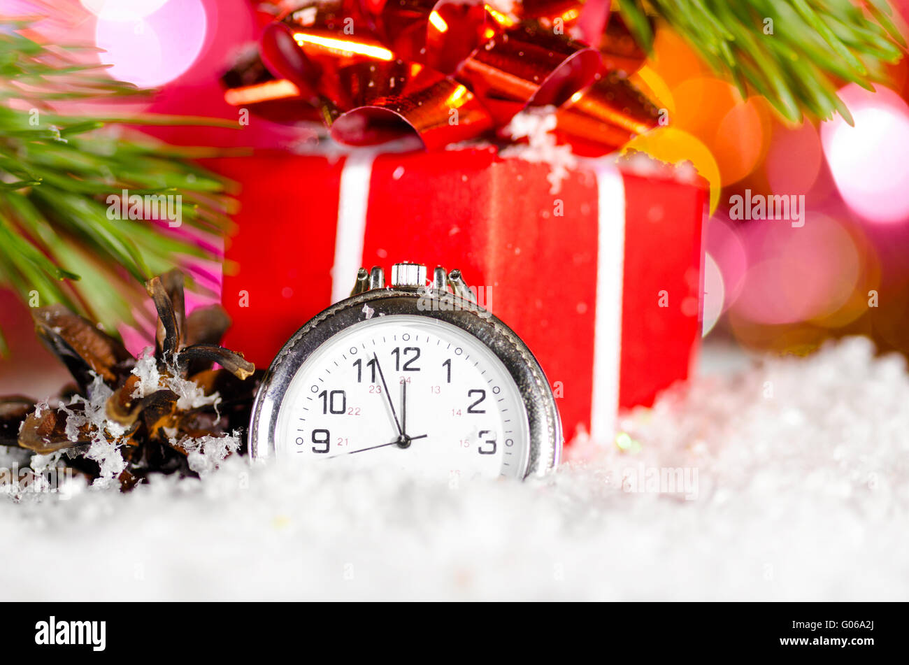 gift box and clock Stock Photo - Alamy