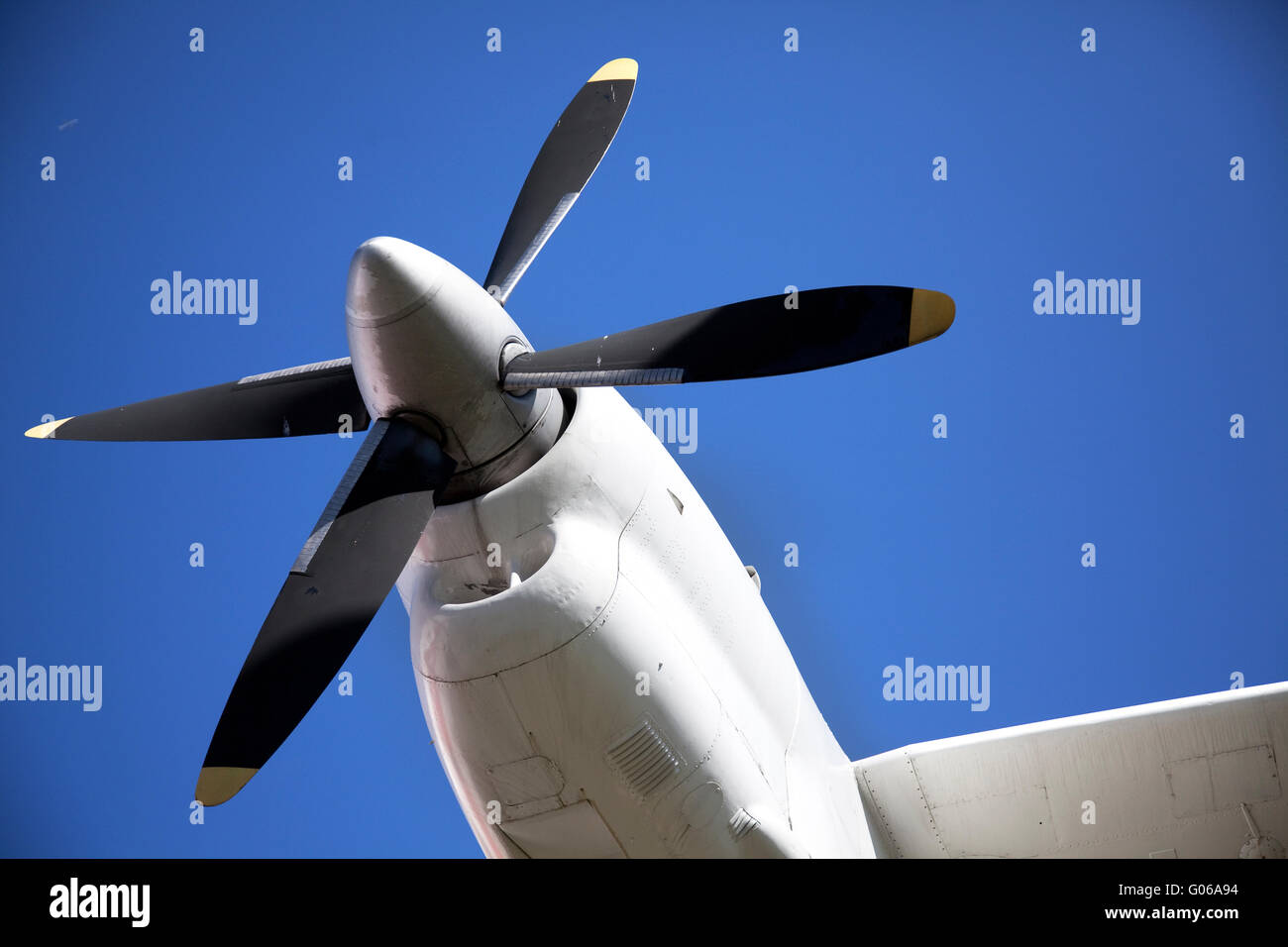 Plane Motor with Propeller and air intake against blue sky Stock Photo ...