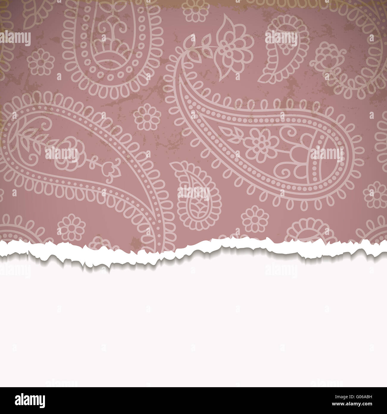 Torn paper with a paisley pattern Stock Photo - Alamy