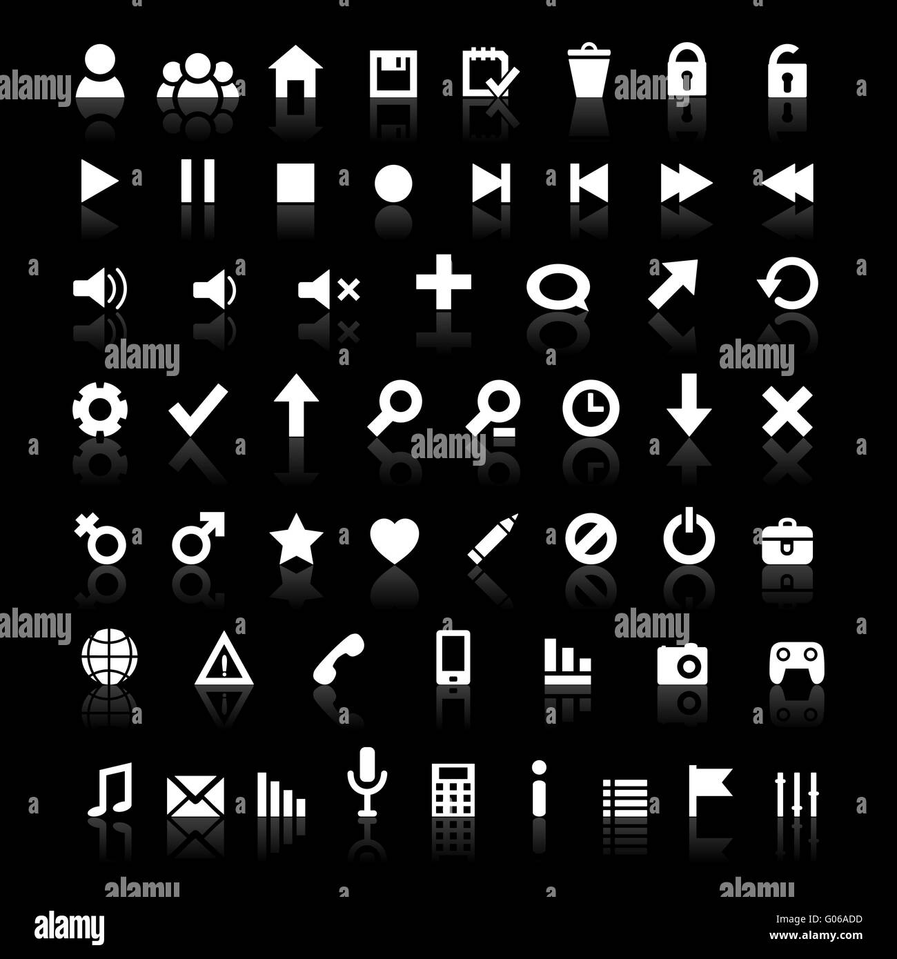 Mobile navigation white icons Black and White Stock Photos & Images - Alamy
