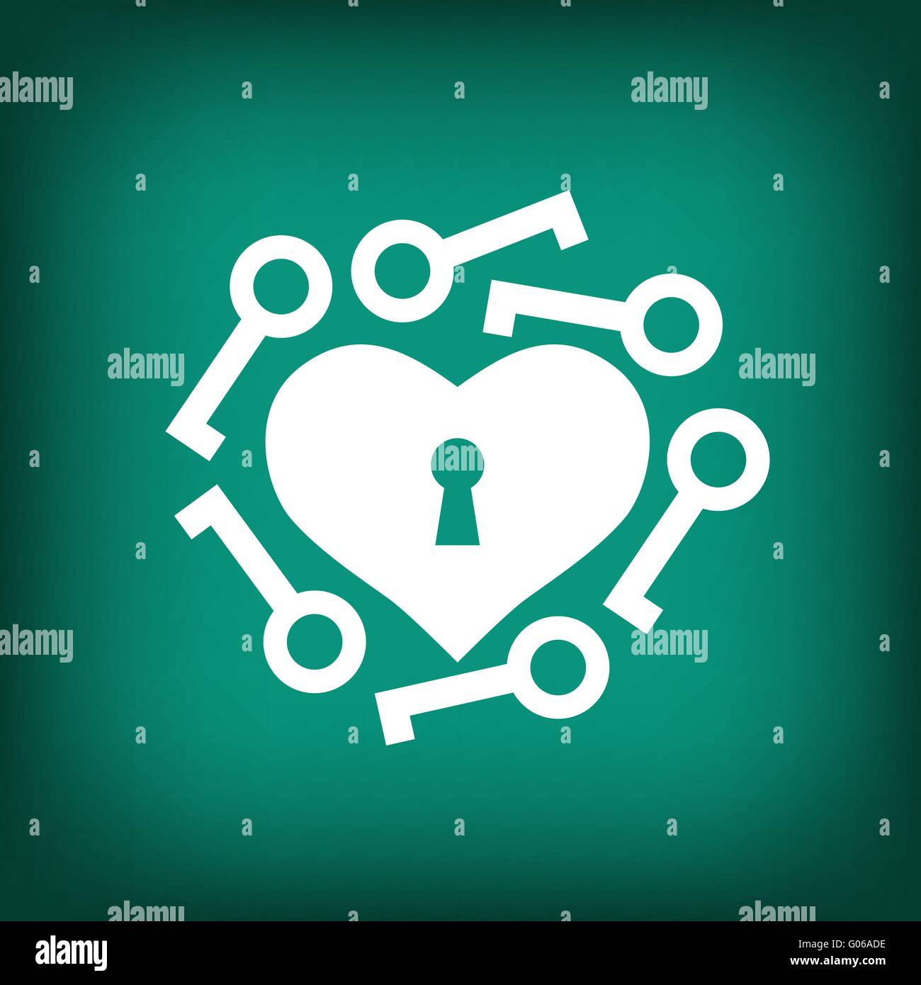 Pictograph of heart with key. Vector concept illustration for design ...