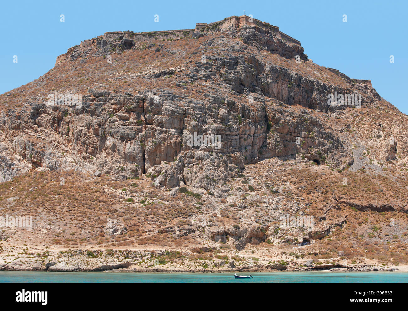 Venetian castle at Imeri Gramvousa Bay. Crete. Greece. Horizontal Stock ...