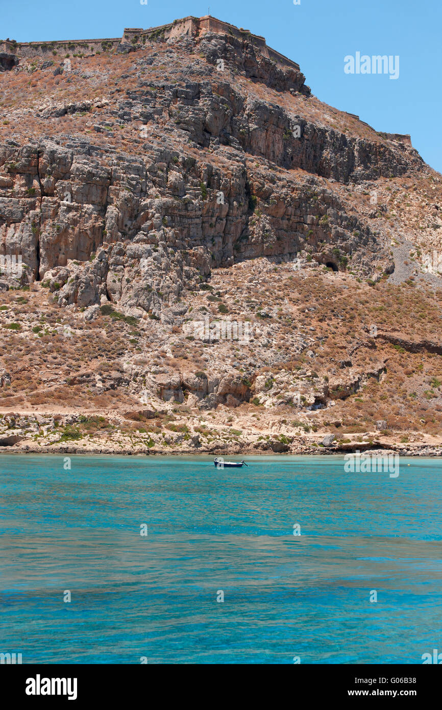 Venetian castle at Imeri Gramvousa Bay. Crete. Greece. Vertical Stock ...