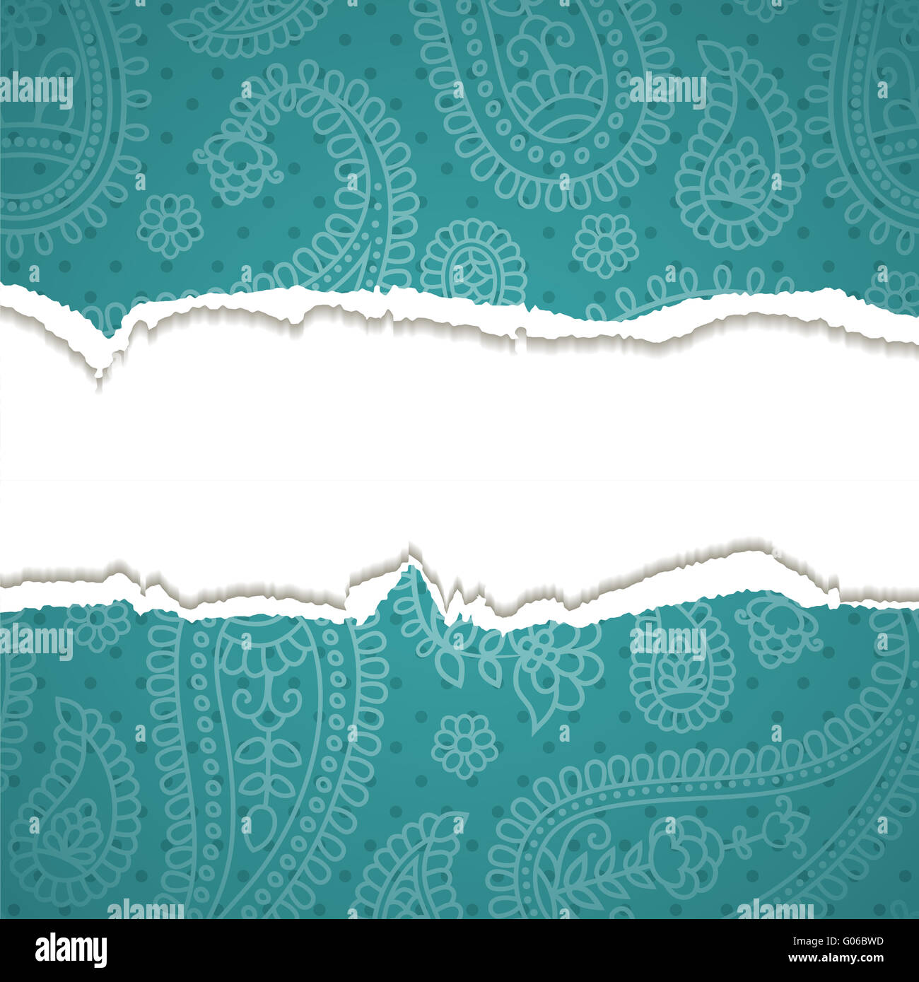 Torn paper with a paisley pattern Stock Photo - Alamy