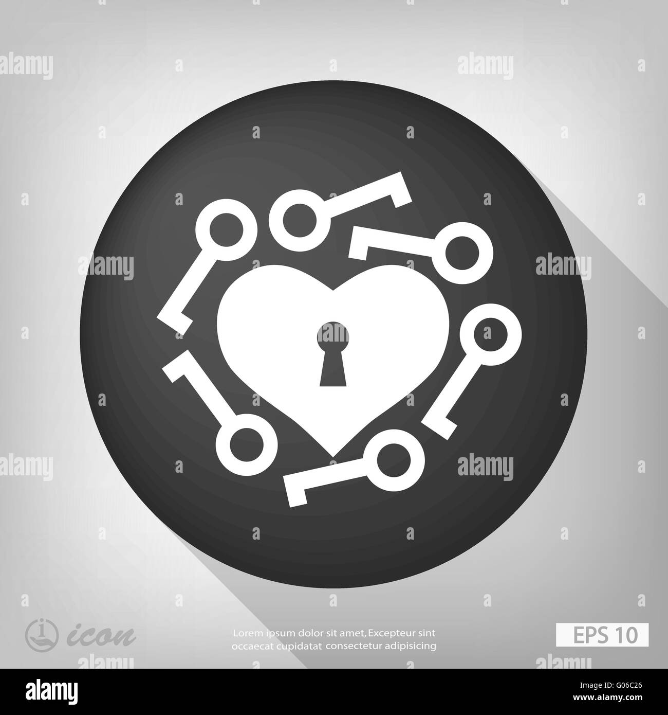Pictograph of heart with key. Vector concept illustration for design ...