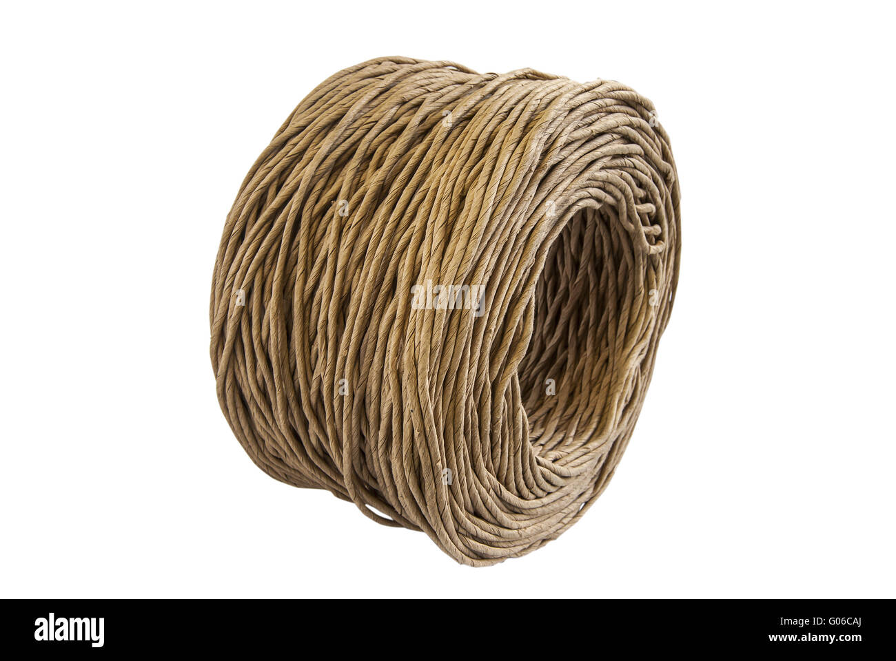 Thick twisted paper cord roll closeup isolated on Stock Photo - Alamy