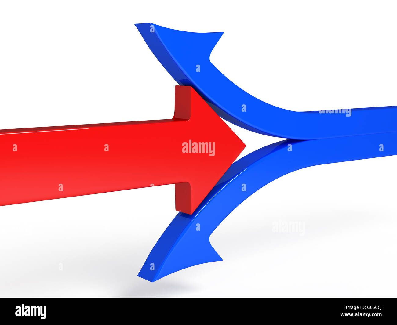 3d illustration of breaking boundary red arrow Stock Photo - Alamy