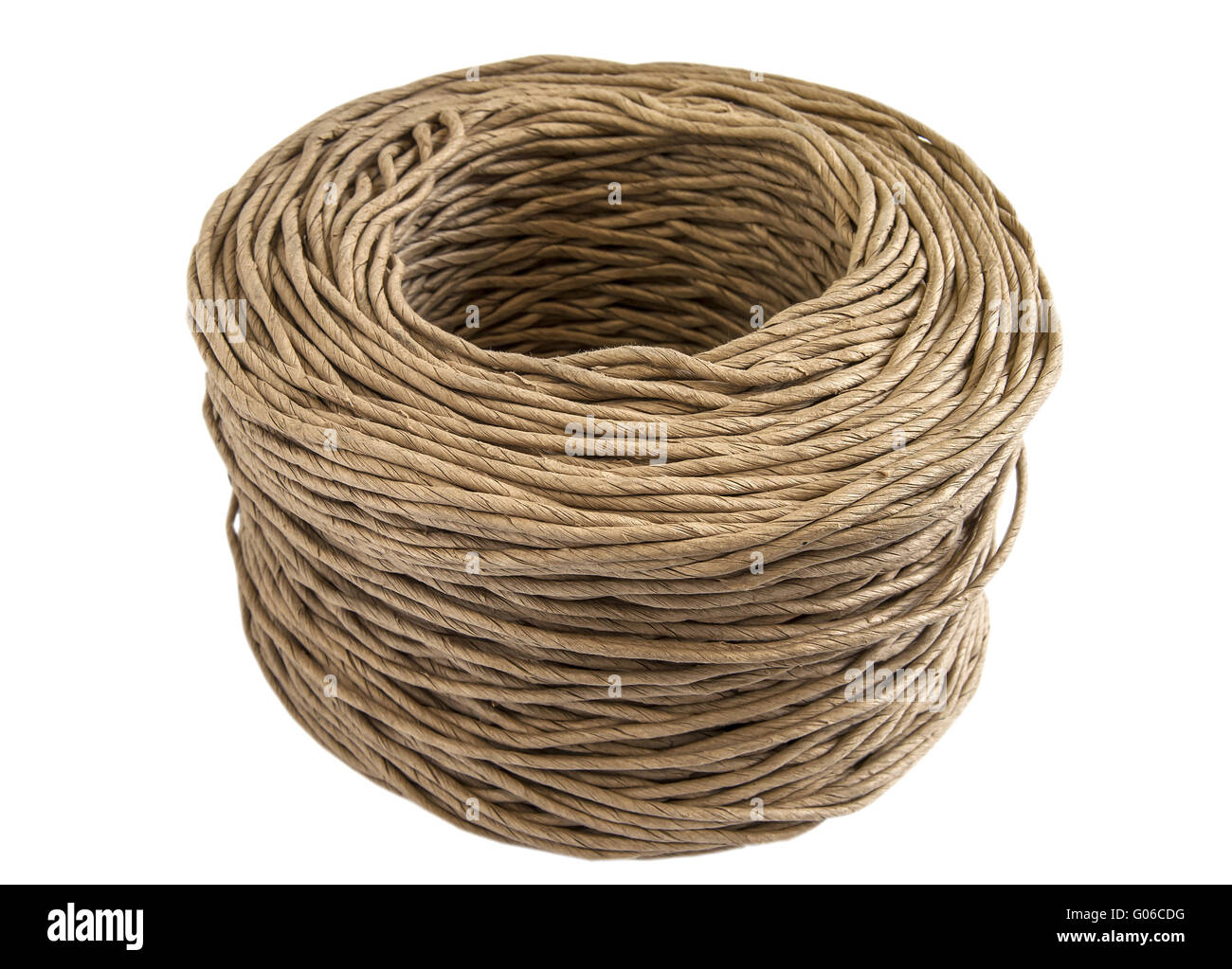 Thick twisted paper cord roll closeup isolated on Stock Photo - Alamy