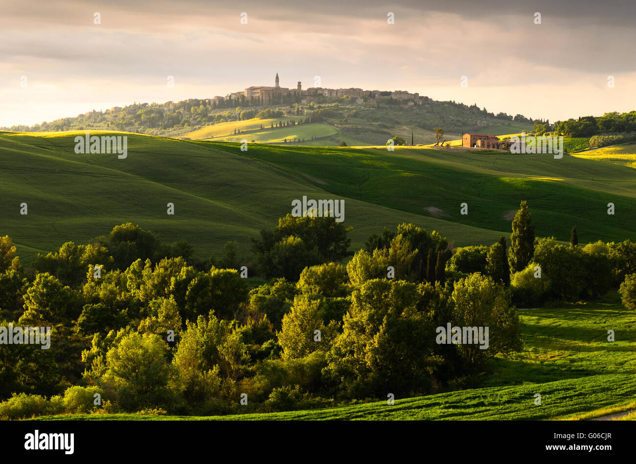 sunset view of Pienza Stock Photo - Alamy