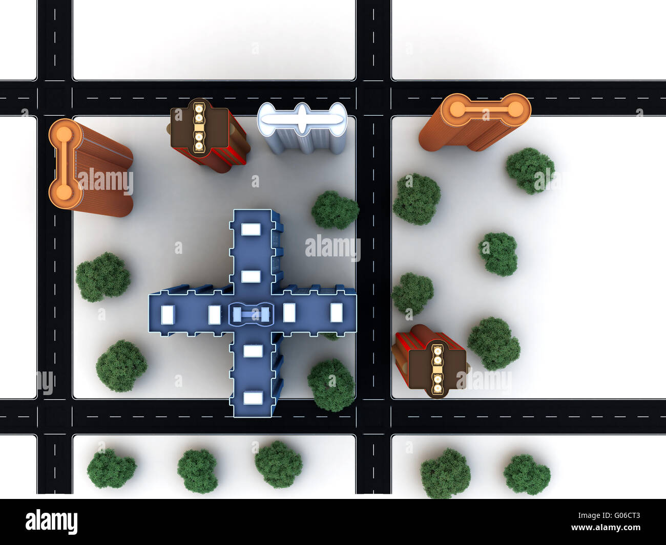 city ??block with buildings roads and landscaping Stock Photo - Alamy