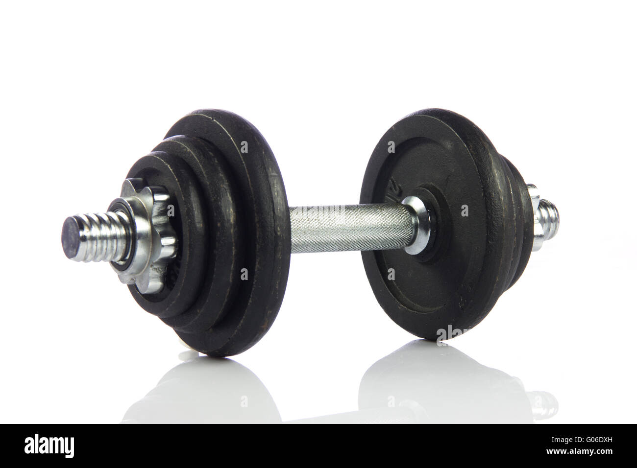 Black dumbbell isolated on a white background Stock Photo - Alamy
