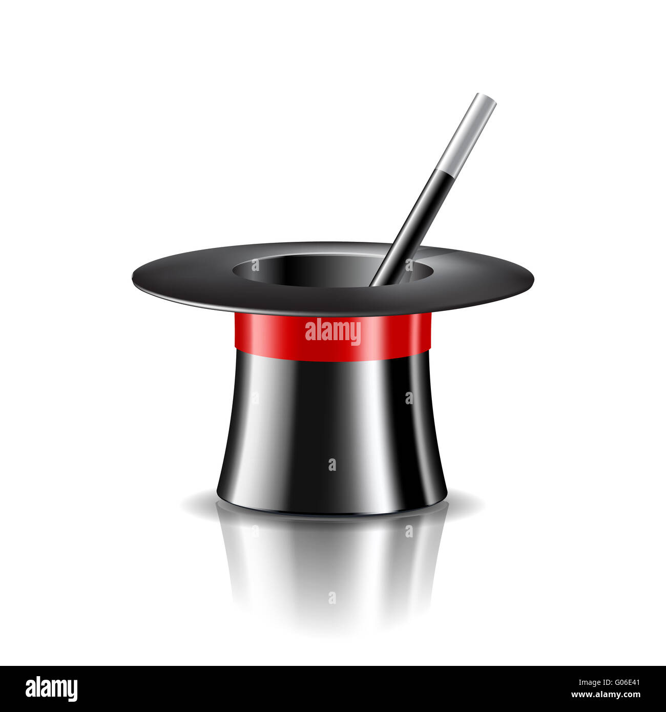 Magic hat and magic wand on white background Stock Photo - Alamy