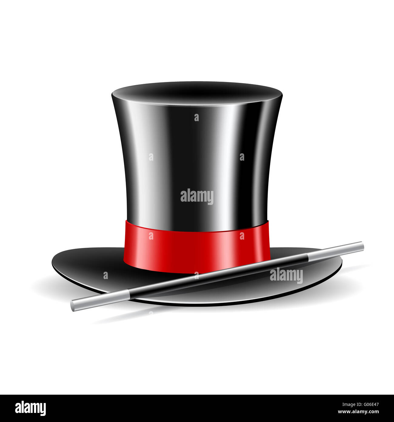Magic hat and magic wand on white background Stock Photo - Alamy