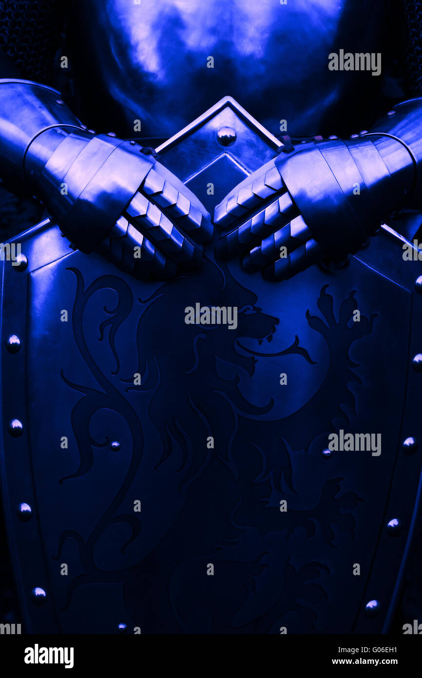 Armour of the medieval knight- with blue color Stock Photo - Alamy