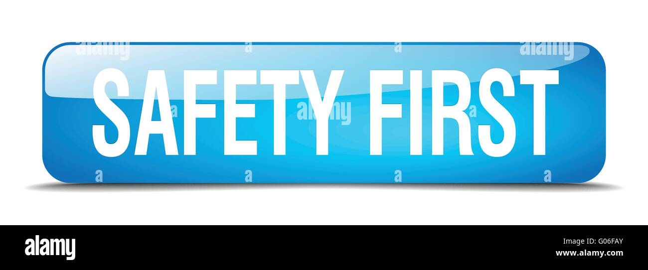 safety first blue square 3d realistic isolated web button Stock Vector ...
