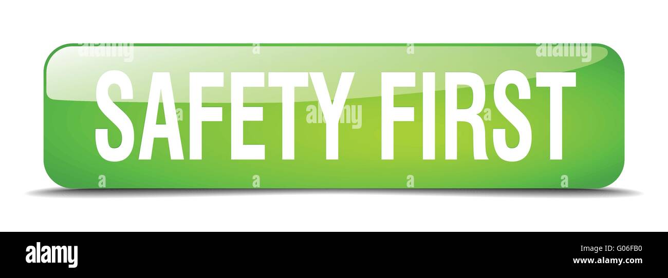 safety first green square 3d realistic isolated web button Stock Vector ...