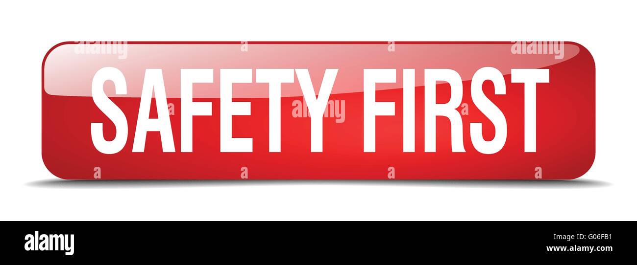 safety first red square 3d realistic isolated web button Stock Vector ...