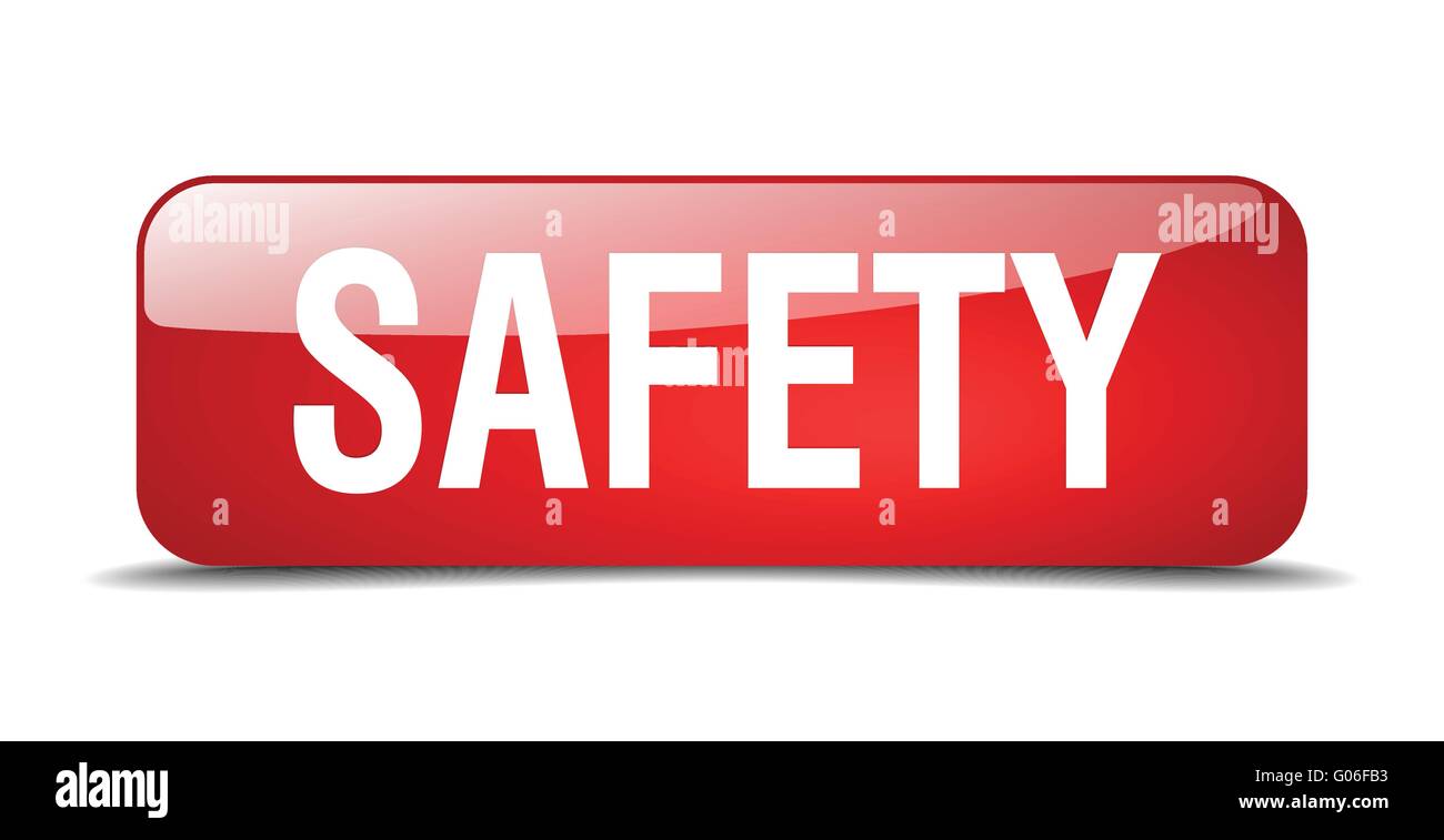 safety red square 3d realistic isolated web button Stock Vector Image ...