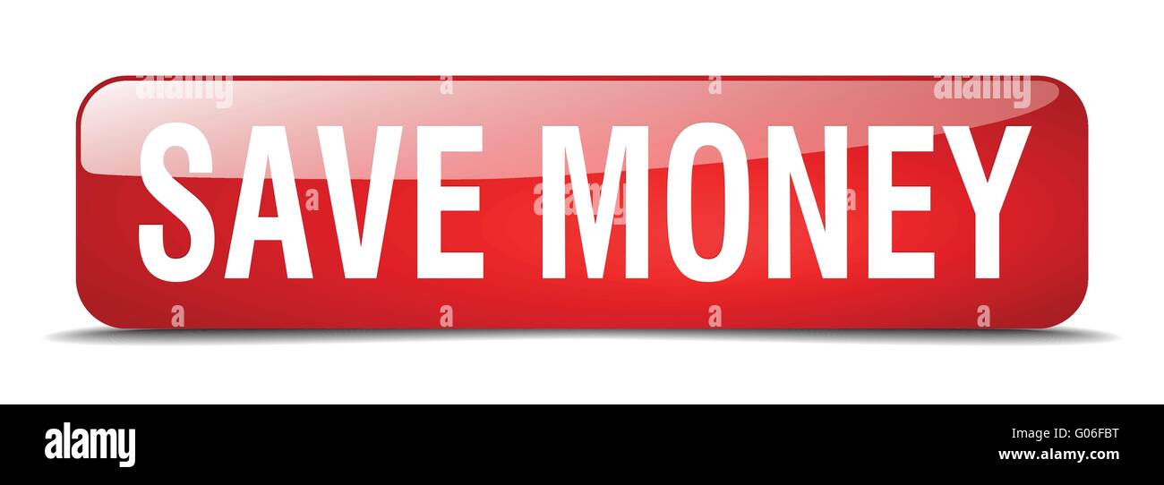 save money red square 3d realistic isolated web button Stock Vector ...