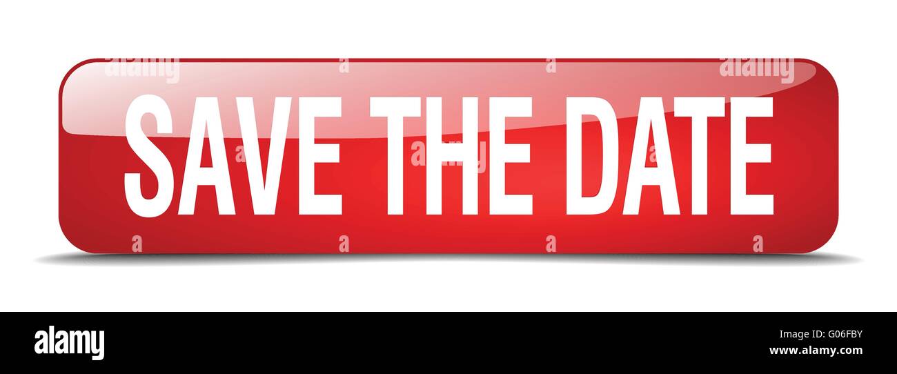 save the date red square 3d realistic isolated web button Stock Vector ...