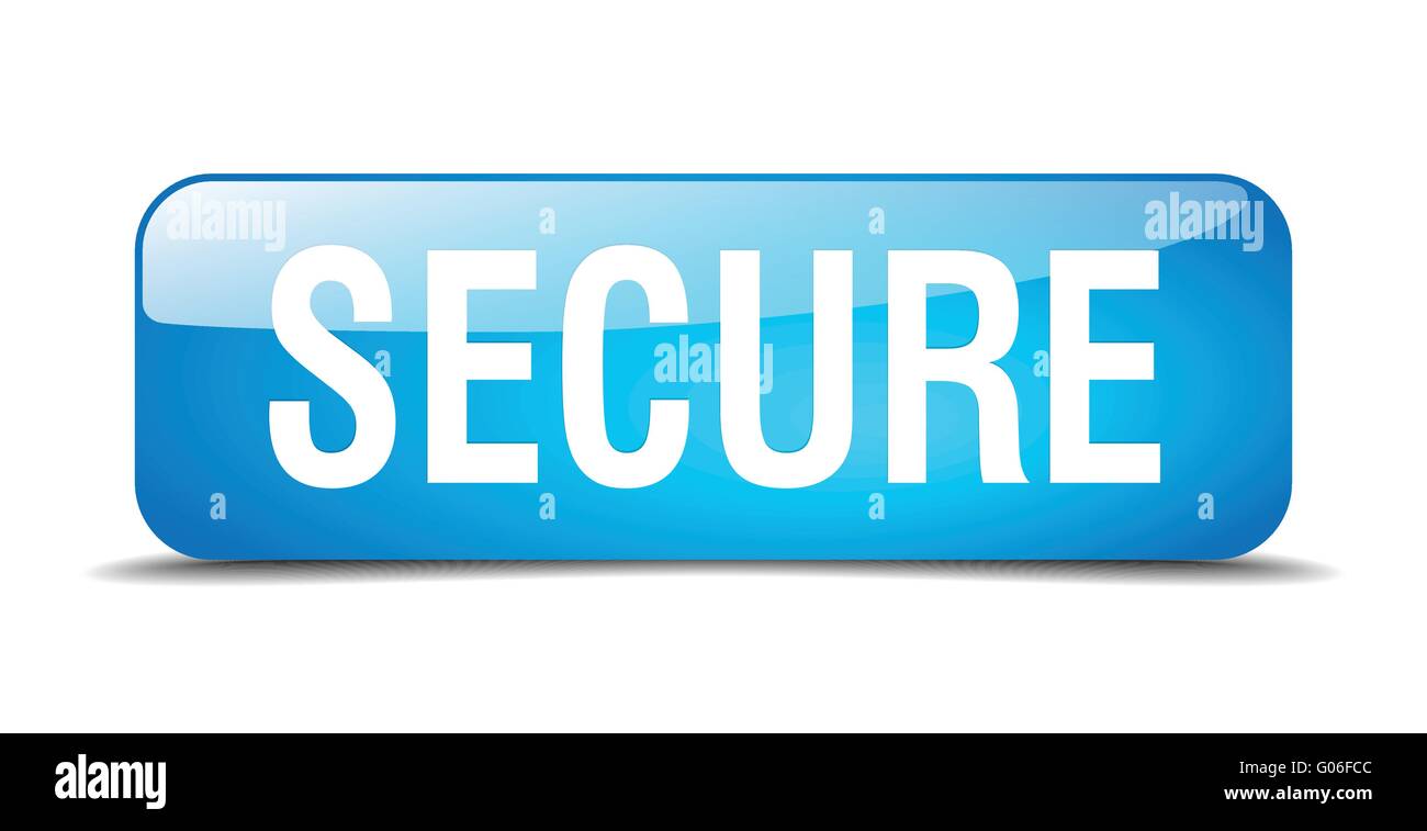 secure blue square 3d realistic isolated web button Stock Vector Image ...