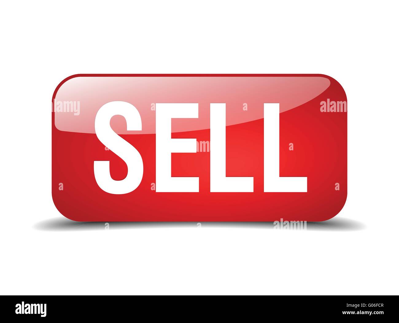 sell red square 3d realistic isolated web button Stock Vector Image ...