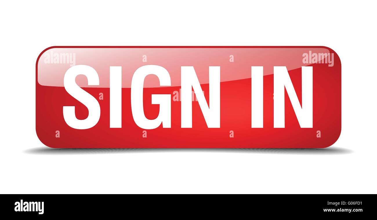 sign in red square 3d realistic isolated web button Stock Vector Image ...