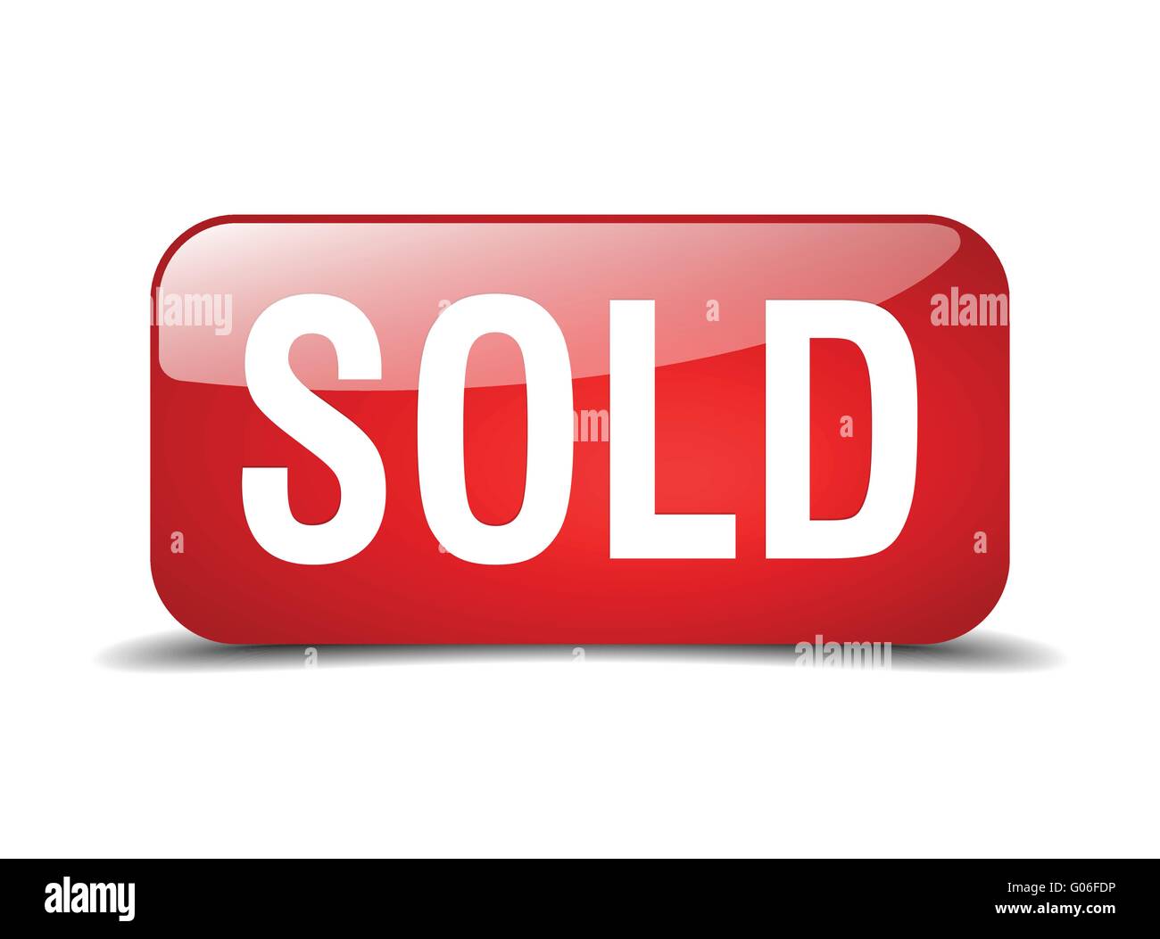 sold red square 3d realistic isolated web button Stock Vector Image ...