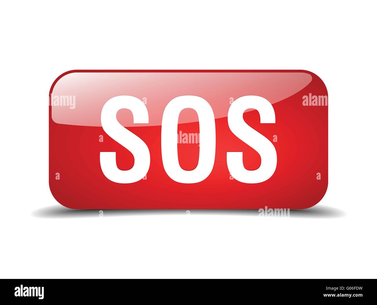 sos red square 3d realistic isolated web button Stock Vector Image ...