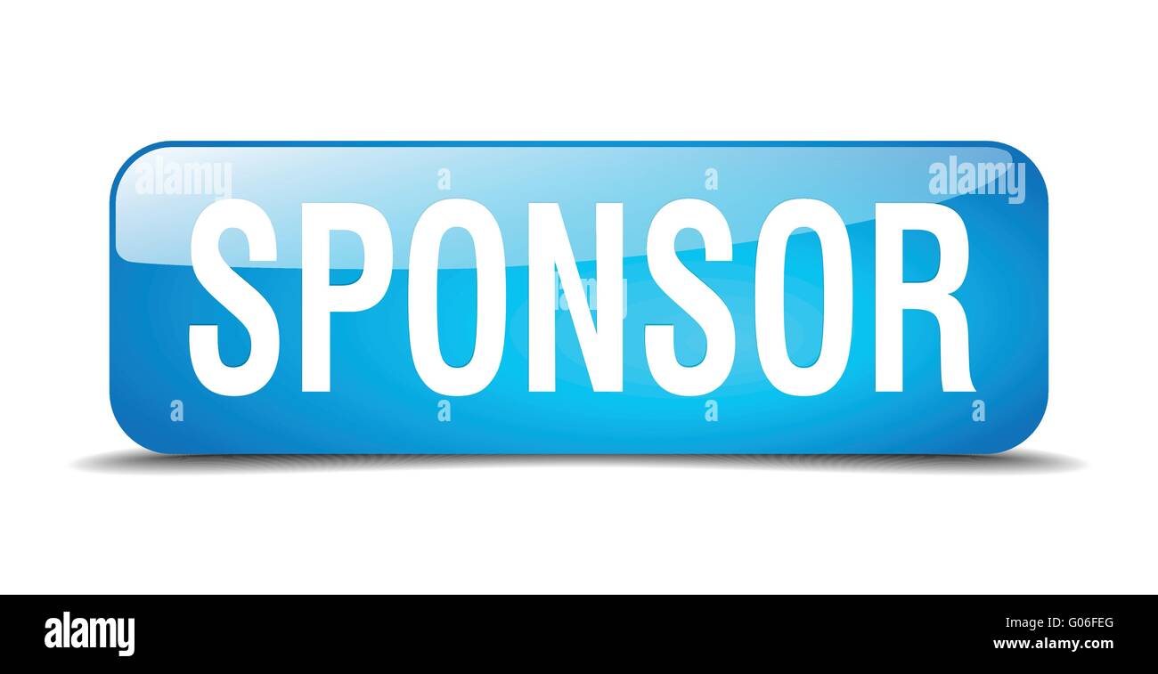 sponsor blue square 3d realistic isolated web button Stock Vector Image ...