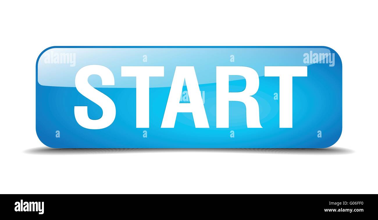 start blue square 3d realistic isolated web button Stock Vector Image ...