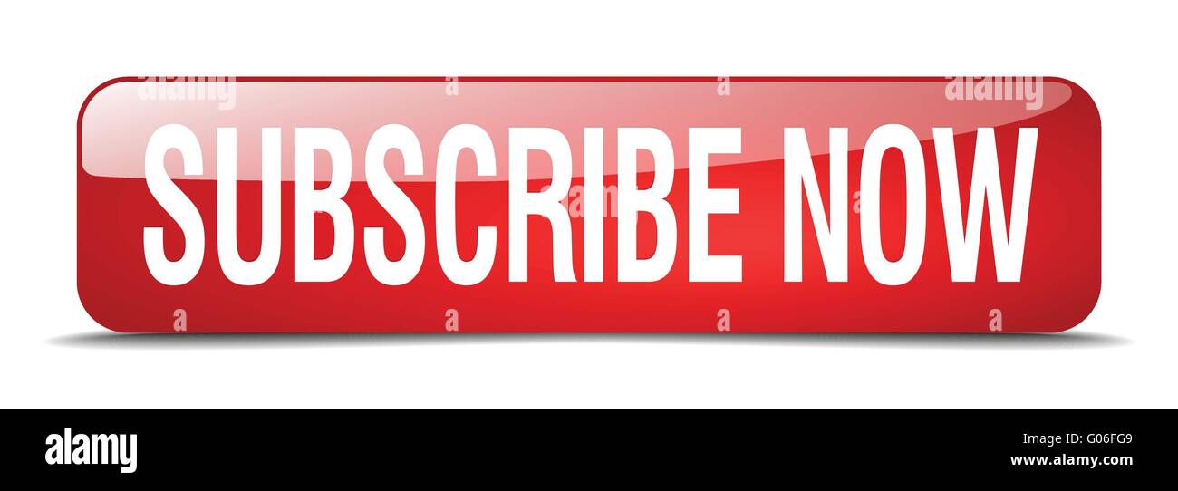 subscribe now red square 3d realistic isolated web button Stock Vector ...